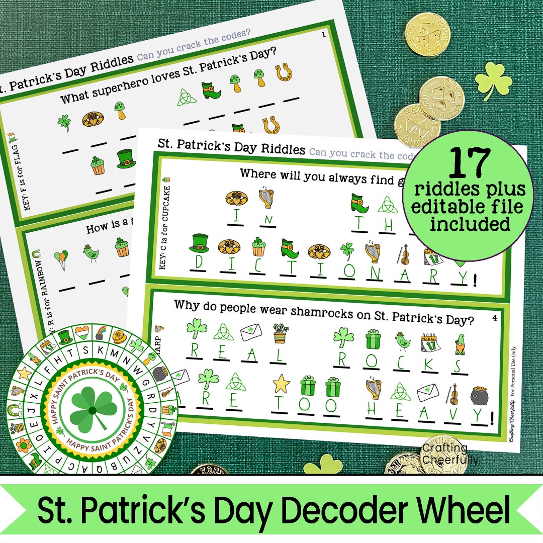 St. Patrick's Day Decoder Wheel Cipher Wheel Activity Digital Download ...
