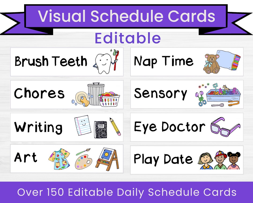 Visual Schedule Cards Editable Daily Activity Routine Cards Instant ...