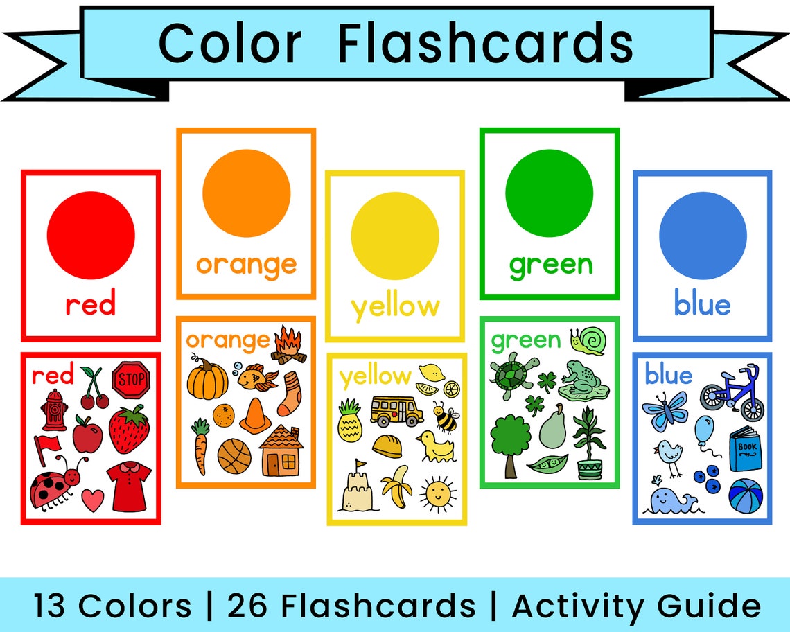 Color Flashcards 13 Colors 26 Cards - Etsy