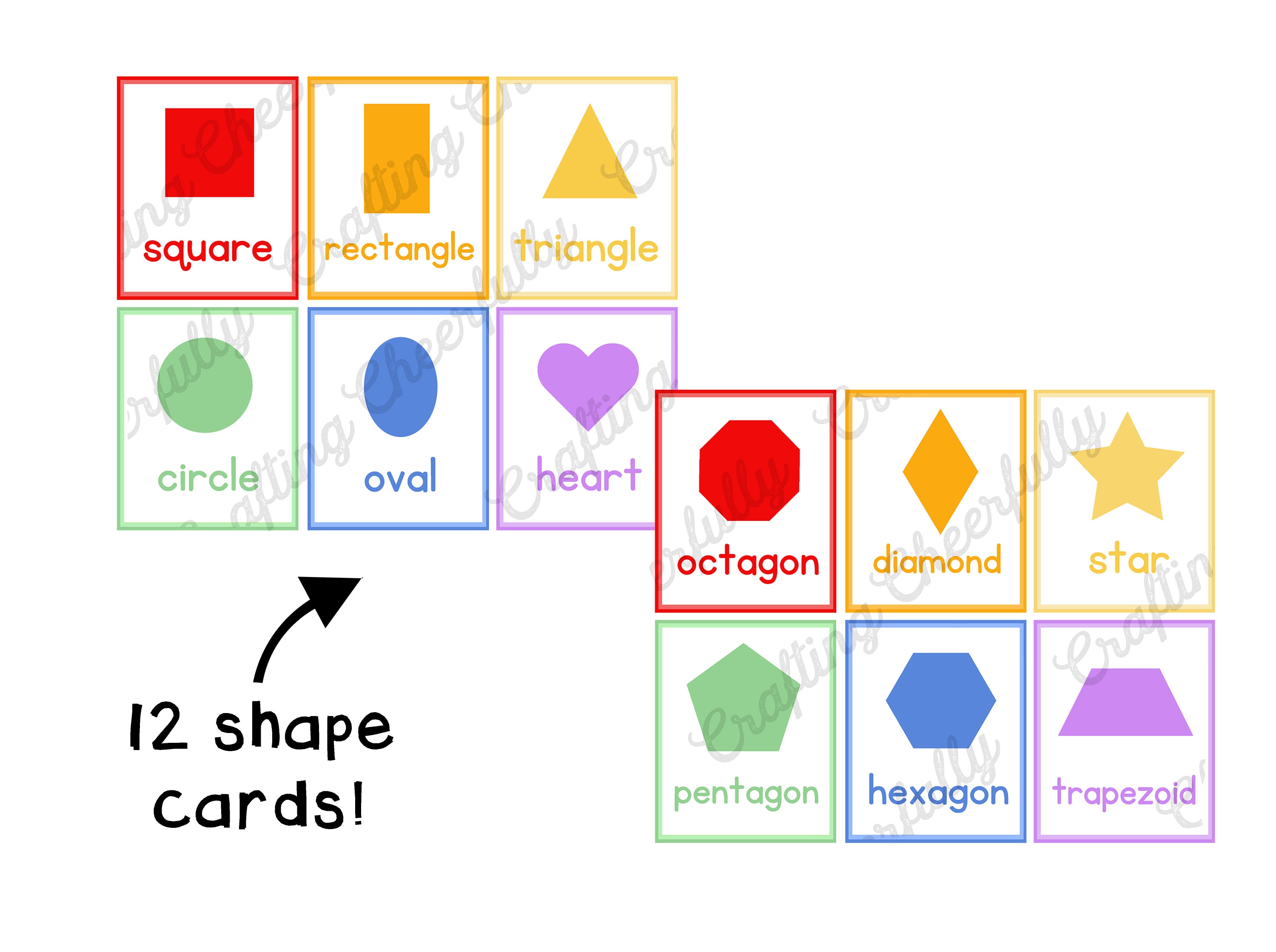 Early Learning Cards Flashcards - Number, Shape, Color and Alphabet ...