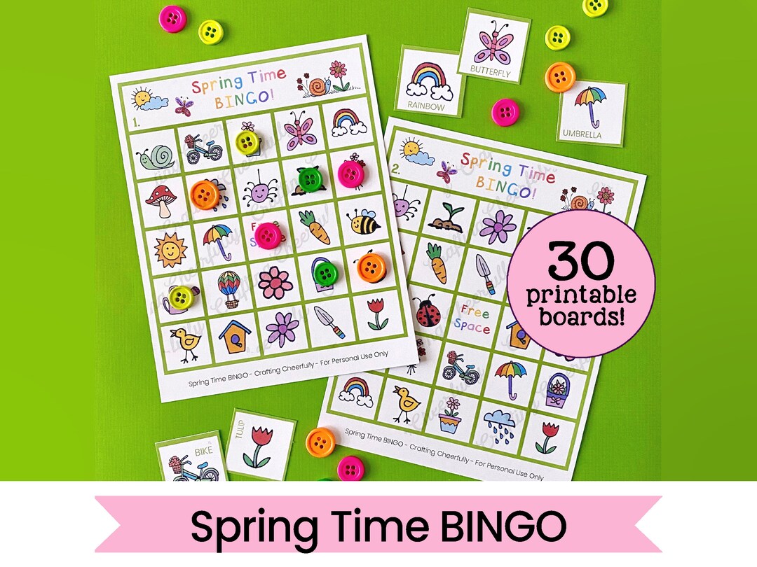 Spring Time BINGO Printable Bingo Game 30 Printable BINGO Boards ...