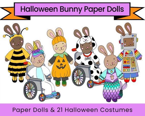 Halloween Costume Paper Dolls Printable Paper Dolls - Etsy