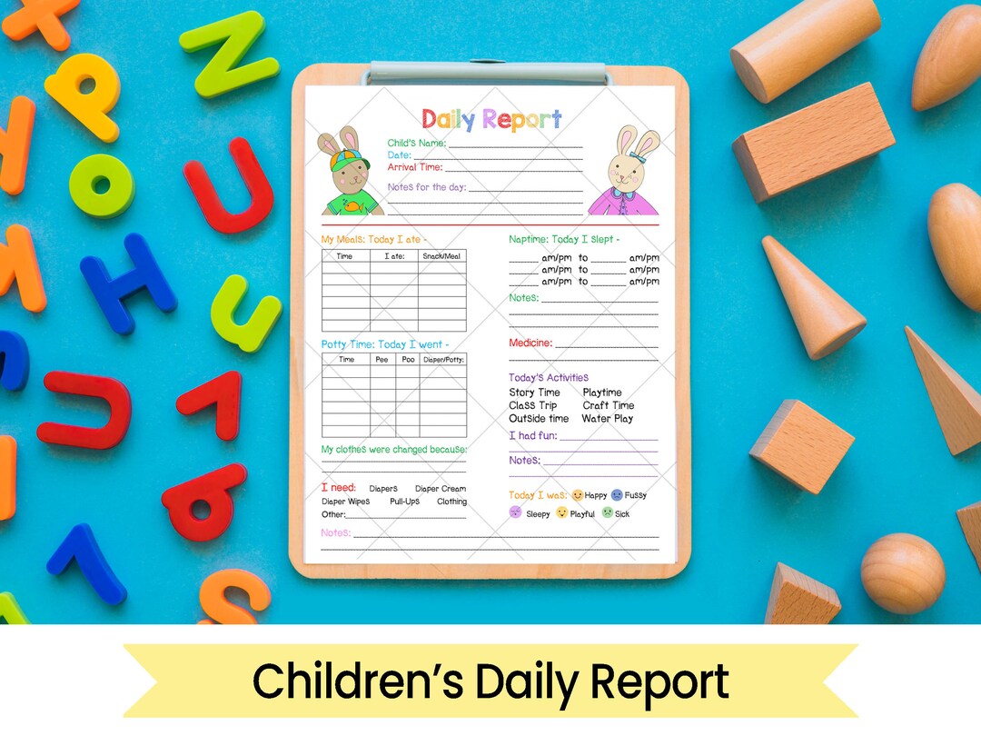 Children's Daily Report - Toddler & Older Kids - In-home Preschool ...