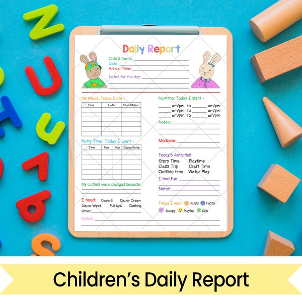 Toddler Daily Report - Etsy