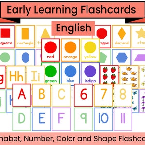 Early Learning Cards Flashcards Number, Shape, Color and Alphabet ...