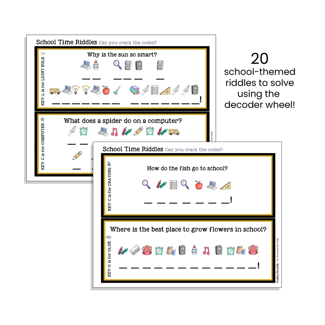 School Time Decoder Wheel - Cipher Wheel - Kid's School-themed Activity ...