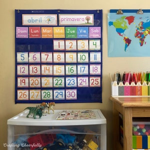 Spanish Calendar Kit for Kids, Editable, Pocket Chart Calendar ...