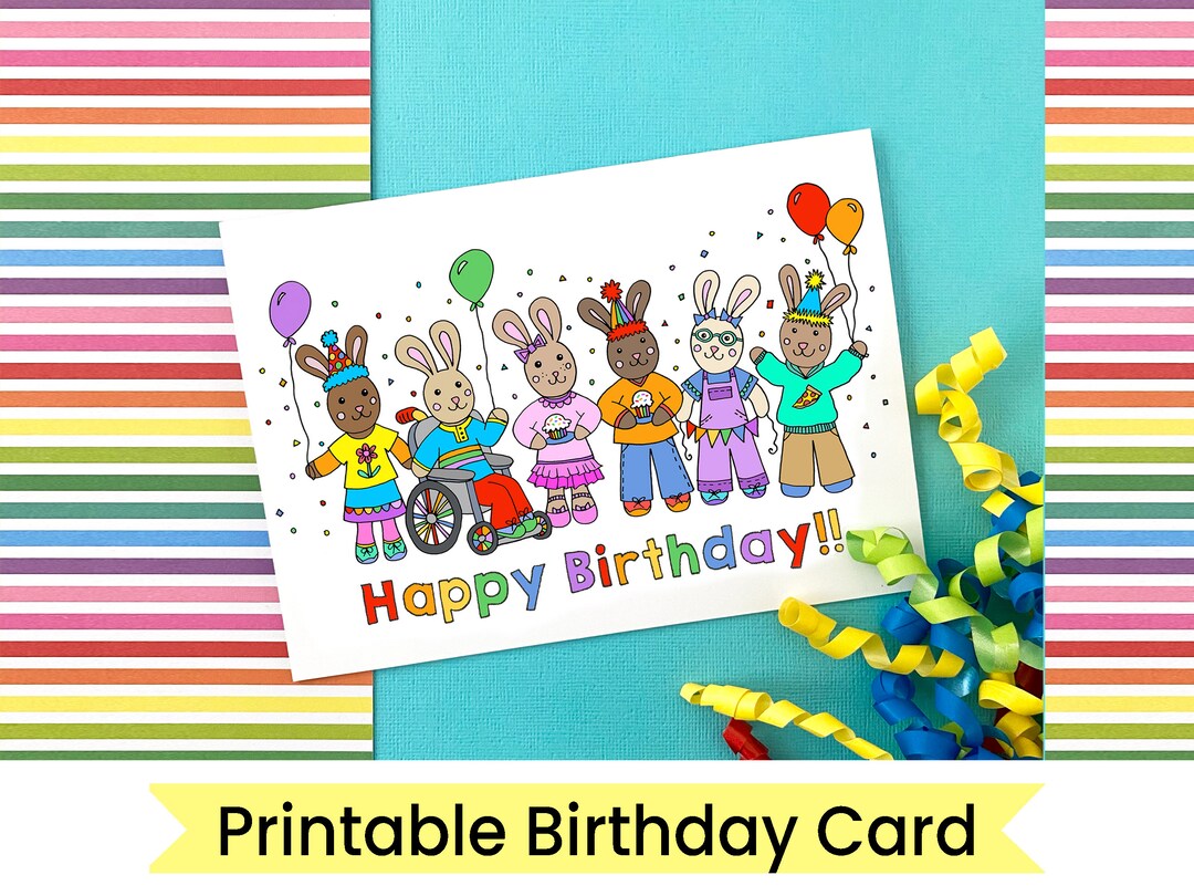 Printable Kid's Birthday Card | Colorful Children's Birthday Card ...
