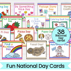 Fun National Day Cards for Children's Calendar Calendar Cards Instant ...
