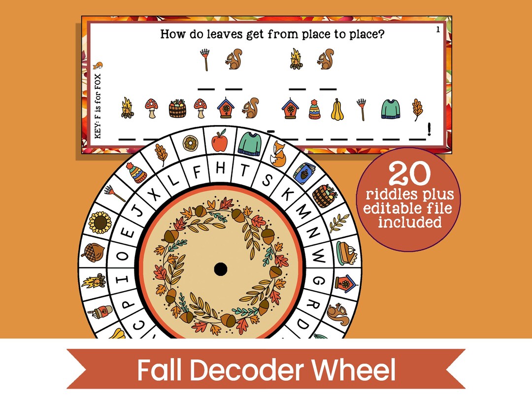 Fall Decoder Wheel - Cipher Wheel - Printable Activity - Etsy
