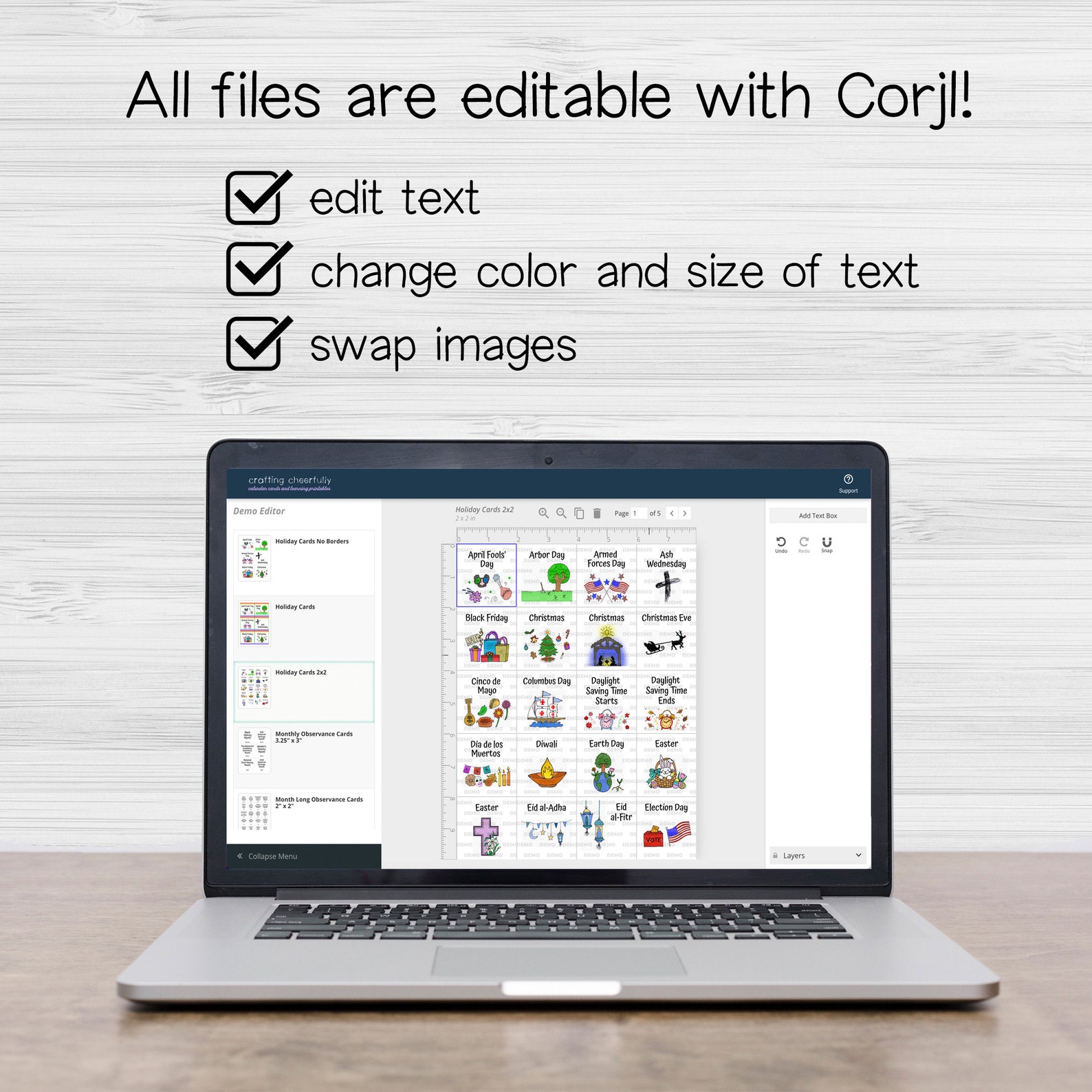 Holiday Calendar Cards | American Holidays and Observances | Editable ...