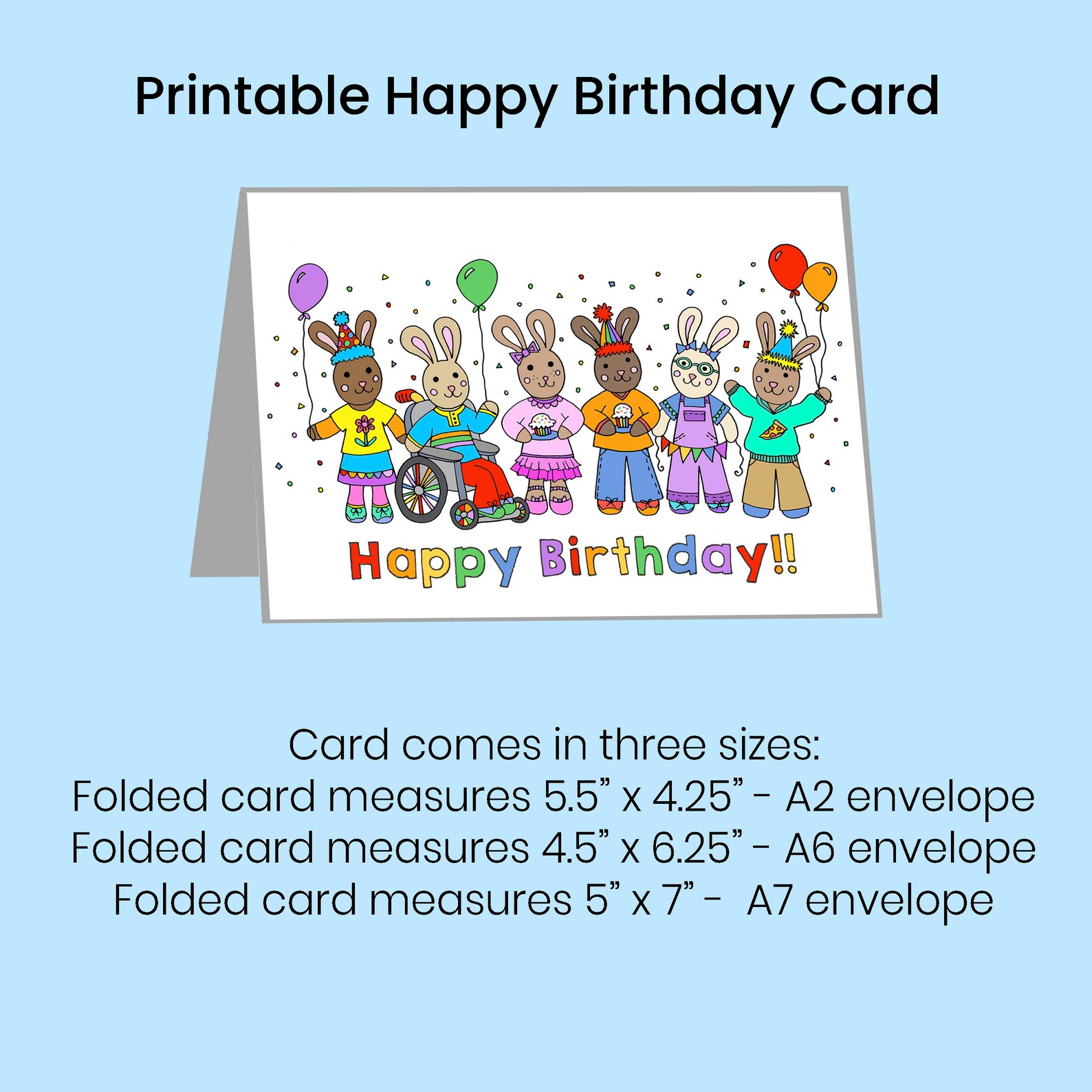 Printable Kid's Birthday Card Colorful Children's - Etsy