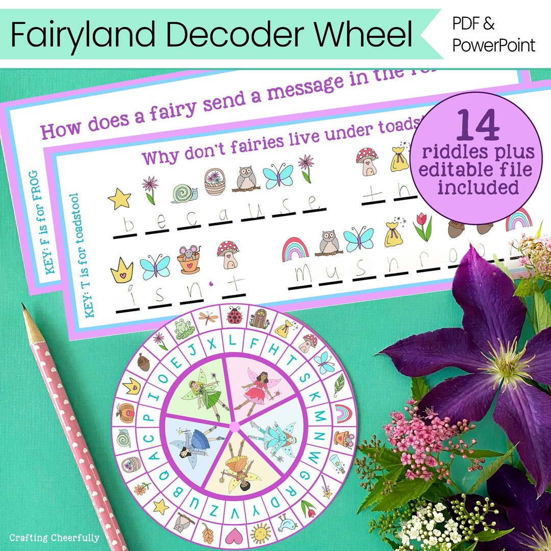 Fairy Decoder Wheel Cipher Wheel Kid's Fairy Activity Printable Instant ...