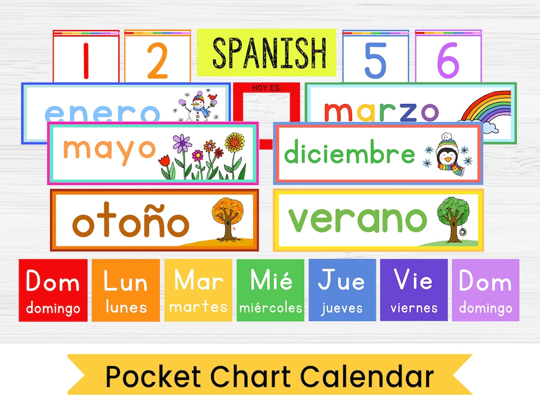 Spanish Calendar Kit for Kids, Editable, Pocket Chart Calendar ...