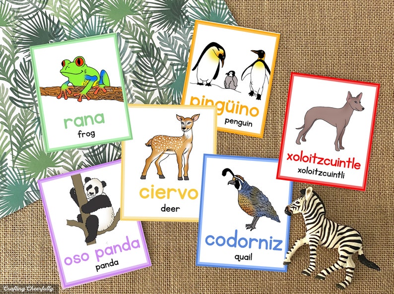 Bilingual Animal Flashcards in Spanish and English - 78 Printable ...