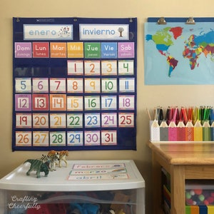 Spanish Calendar Kit for Kids, Editable, Pocket Chart Calendar ...