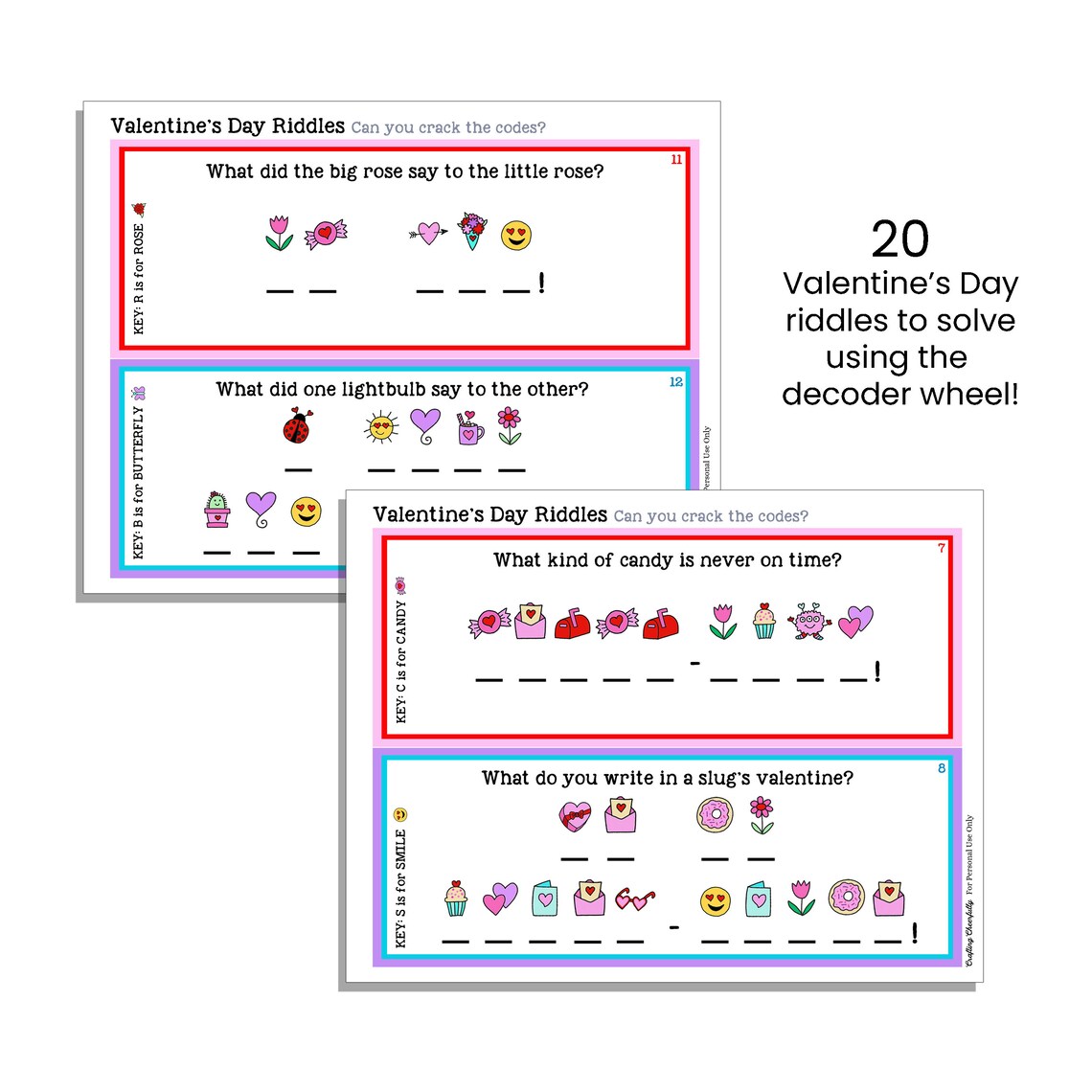 Valentine's Day Decoder Wheel - Cipher Wheel - Printable Valentine's ...