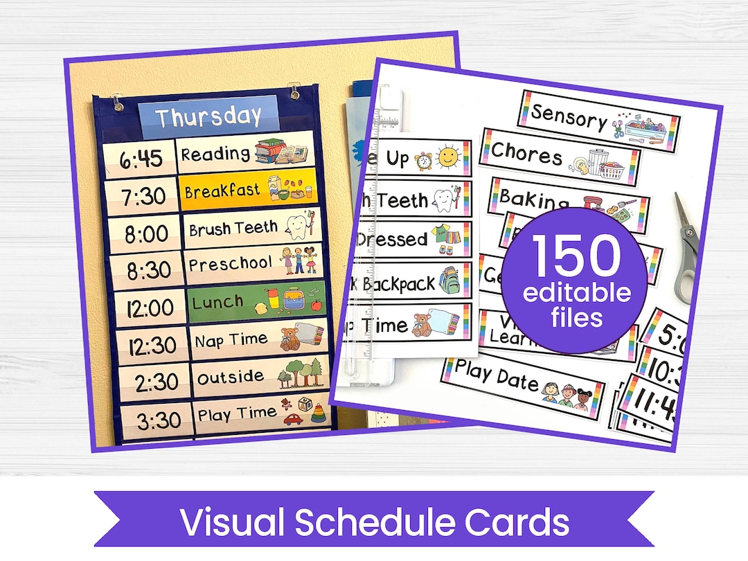 Visual Schedule Cards - Editable! - Daily Activity Routine Cards ...