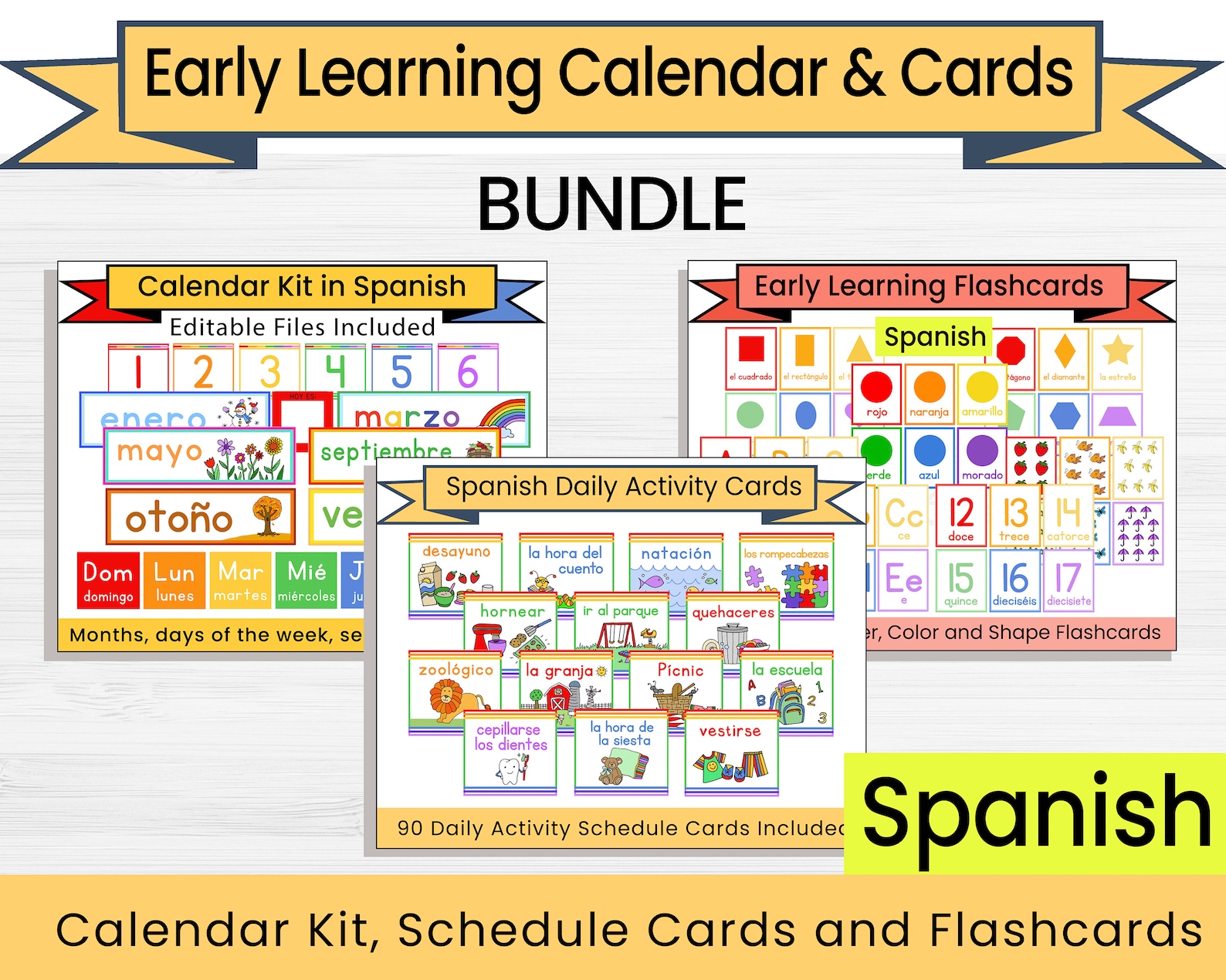 Spanish Early Learning Calendar and Cards Bundle Flashcards - Etsy