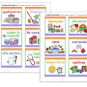 Spanish Daily Activity Routine Cards - Spanish Visual Schedule Cards ...
