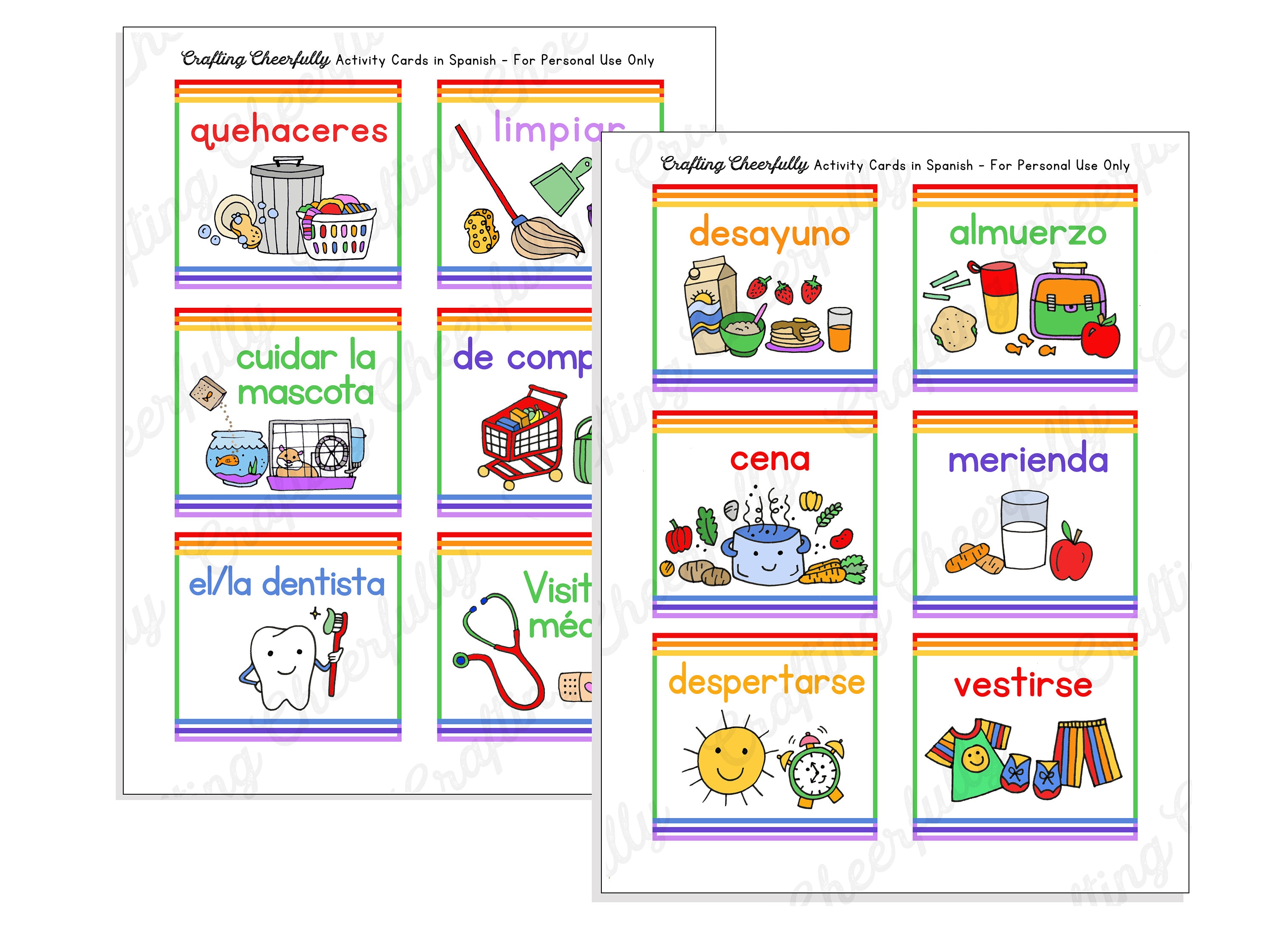 Spanish Daily Activity Routine Cards Spanish Visual Schedule | Etsy