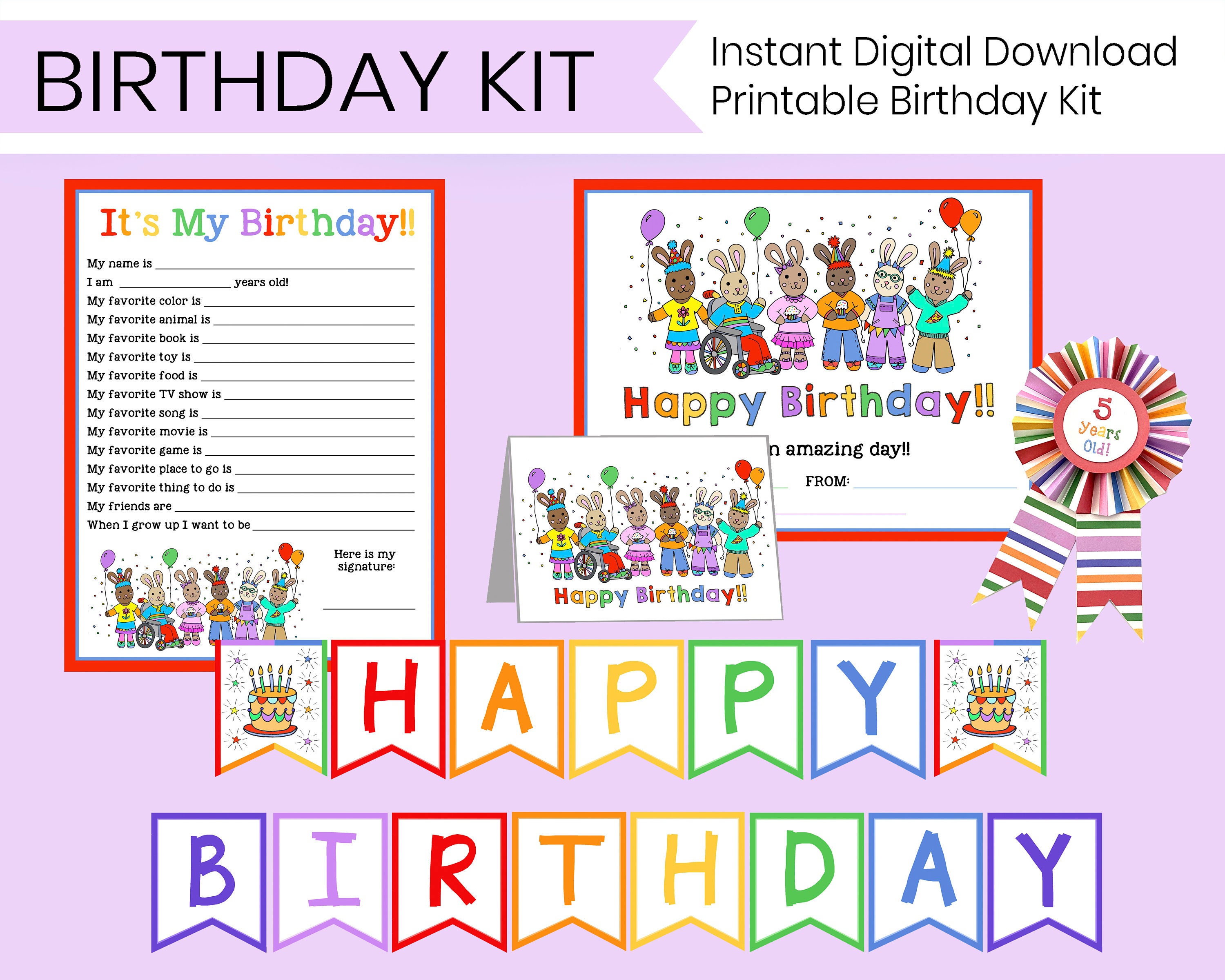 Party Supplies Instant Digital Download Certificate Birthday Banner ...