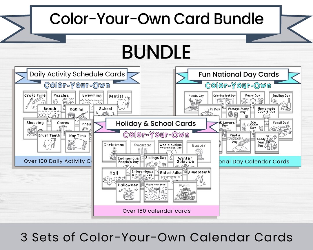 Color-your-own Calendar Card Bundle Instant Digital Download - Etsy