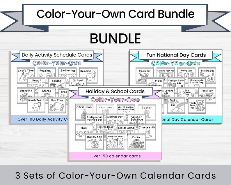 Color-your-own Calendar Card Bundle Instant Digital Download - Etsy