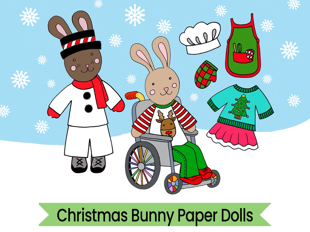 Christmas Bunny Paper Dolls - Printable Paper Dolls - Digital Download ...