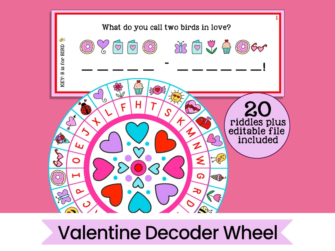 Valentine's Day Decoder Wheel - Cipher Wheel - Printable Valentine's ...