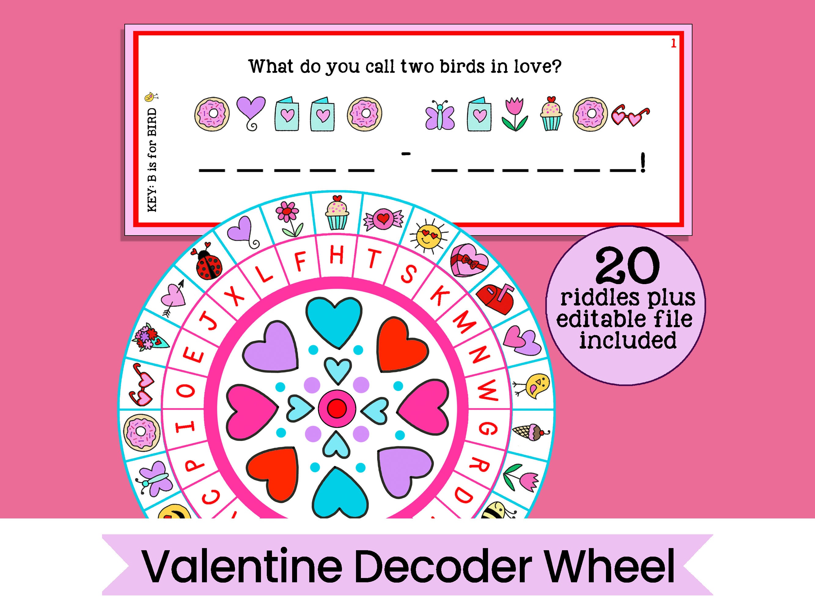 Valentine's Day Decoder Wheel - Cipher Wheel - Printable Valentine's ...