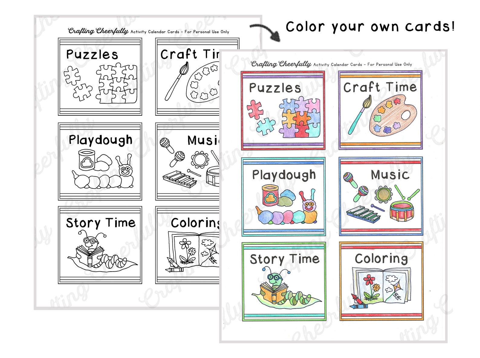 Daily Activity Schedule Cards Coloring Pages Calendar - Etsy Ireland