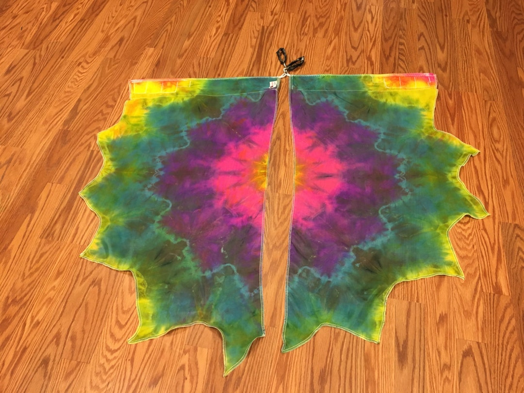 Flag Poi With Handle Hand Dyed Silk Habotai in Trippy UV Glow Colors ...