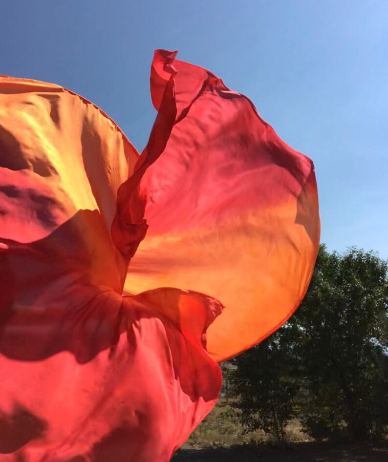 A Pair of XL Silk Spin Flags in Orange and Red. - Etsy