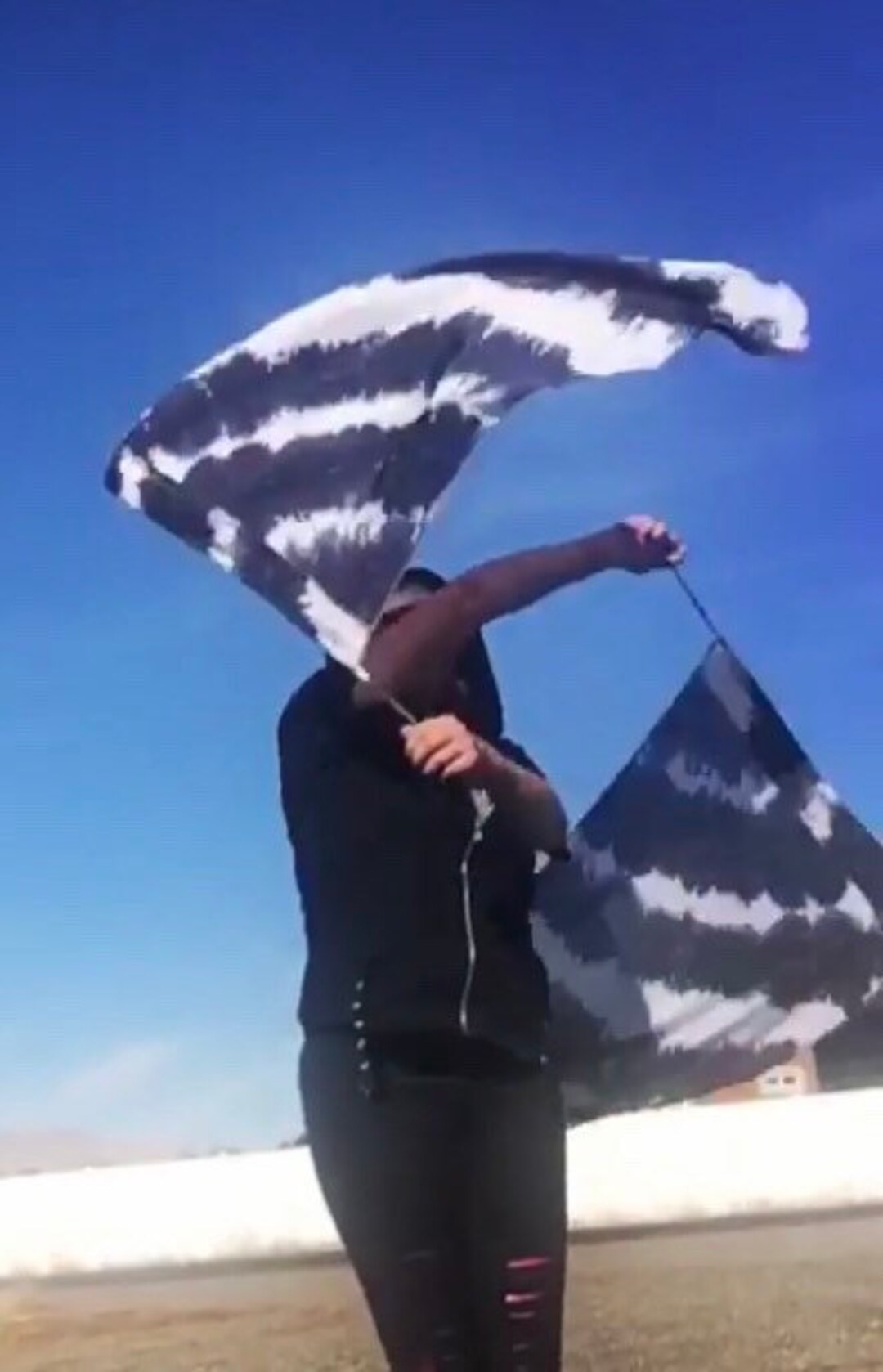 Flag Poi Hand Dyed 100% Silk in Black N White Tie Dye.performances ...