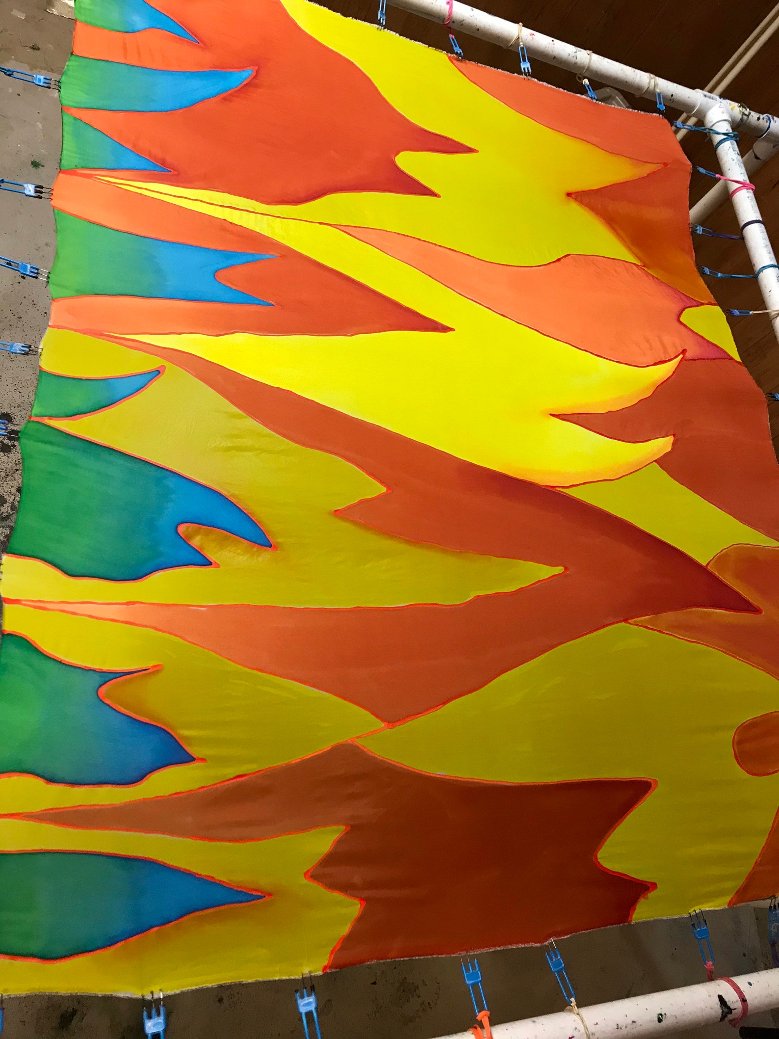 Weighted Spin Flags Pair of UV Glow Hand Painted Silk Flags. | Etsy