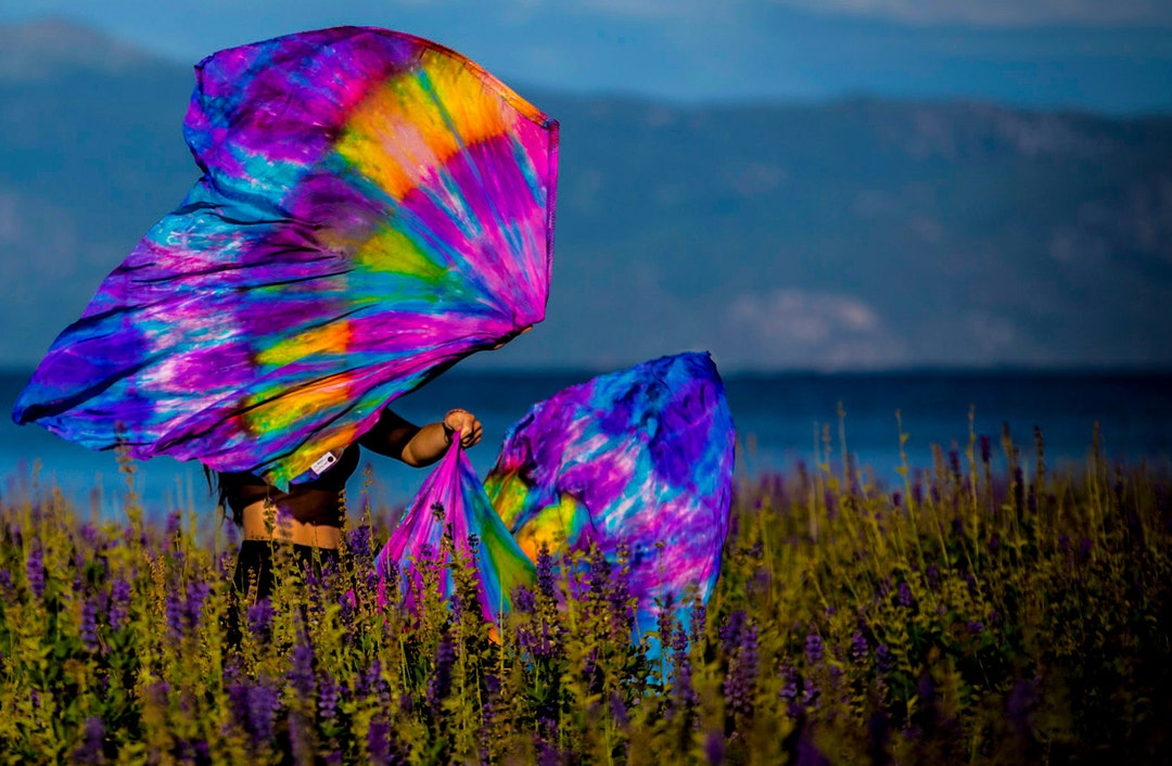 Weighted Flags UV Glow Hand Dyed Silk Spin Flags Made to Order. Perfect ...
