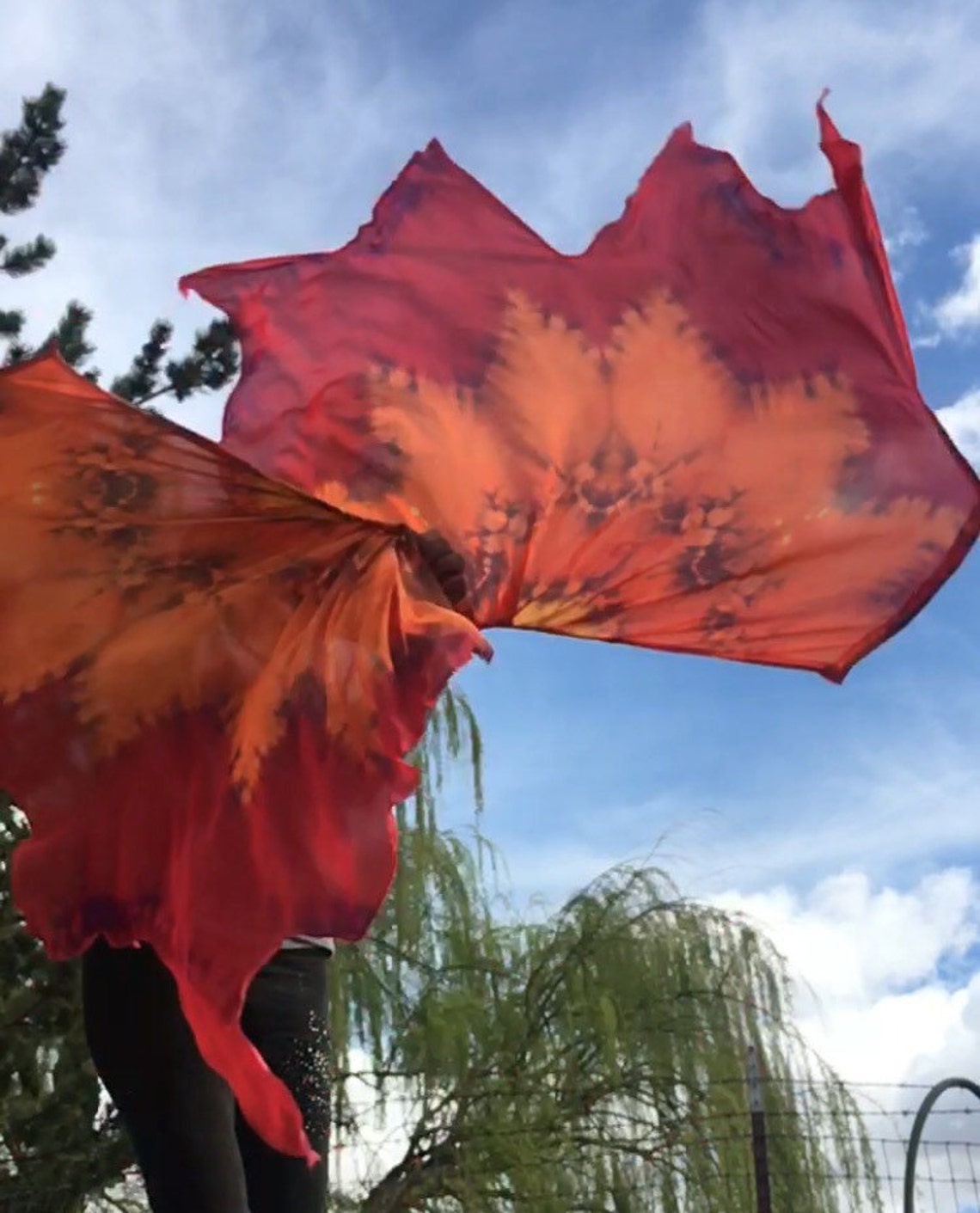 Spin Flags Hand Dyed Flame Tip Flag Poi! Customizable UV Colors Make ...
