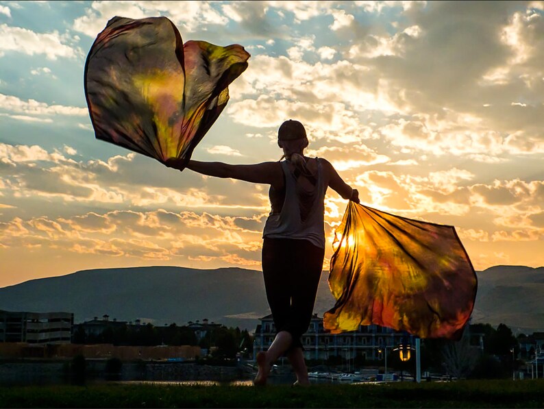 Weighted flags UV Glow Hand Dyed Silk Spin Flags Made To Order | Etsy