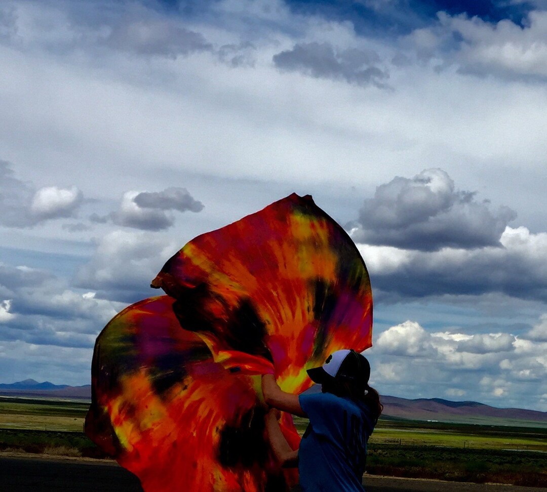 Weighted Flags UV Glow Hand Dyed Silk Spin Flags Made to Order Perfect ...