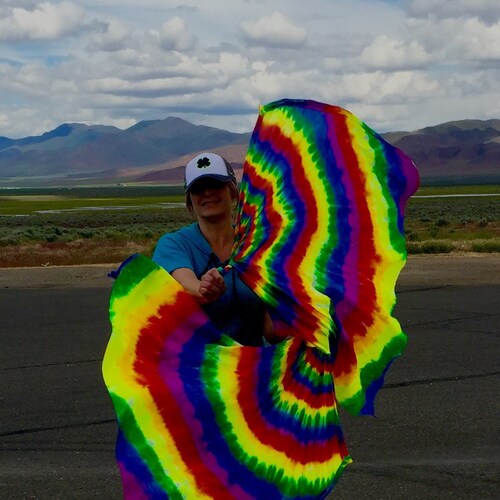 Weighted Spin Flags Pair of UV Glow Hand Painted Silk Flags | Etsy