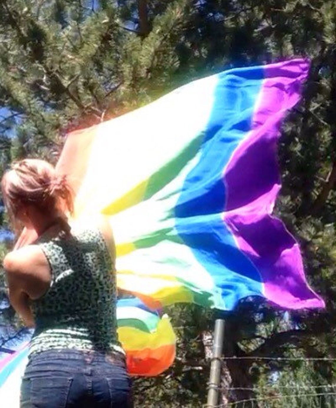 X Large Weighted Spin Flags Pair of UV Glow Hand Painted Silk Flags ...
