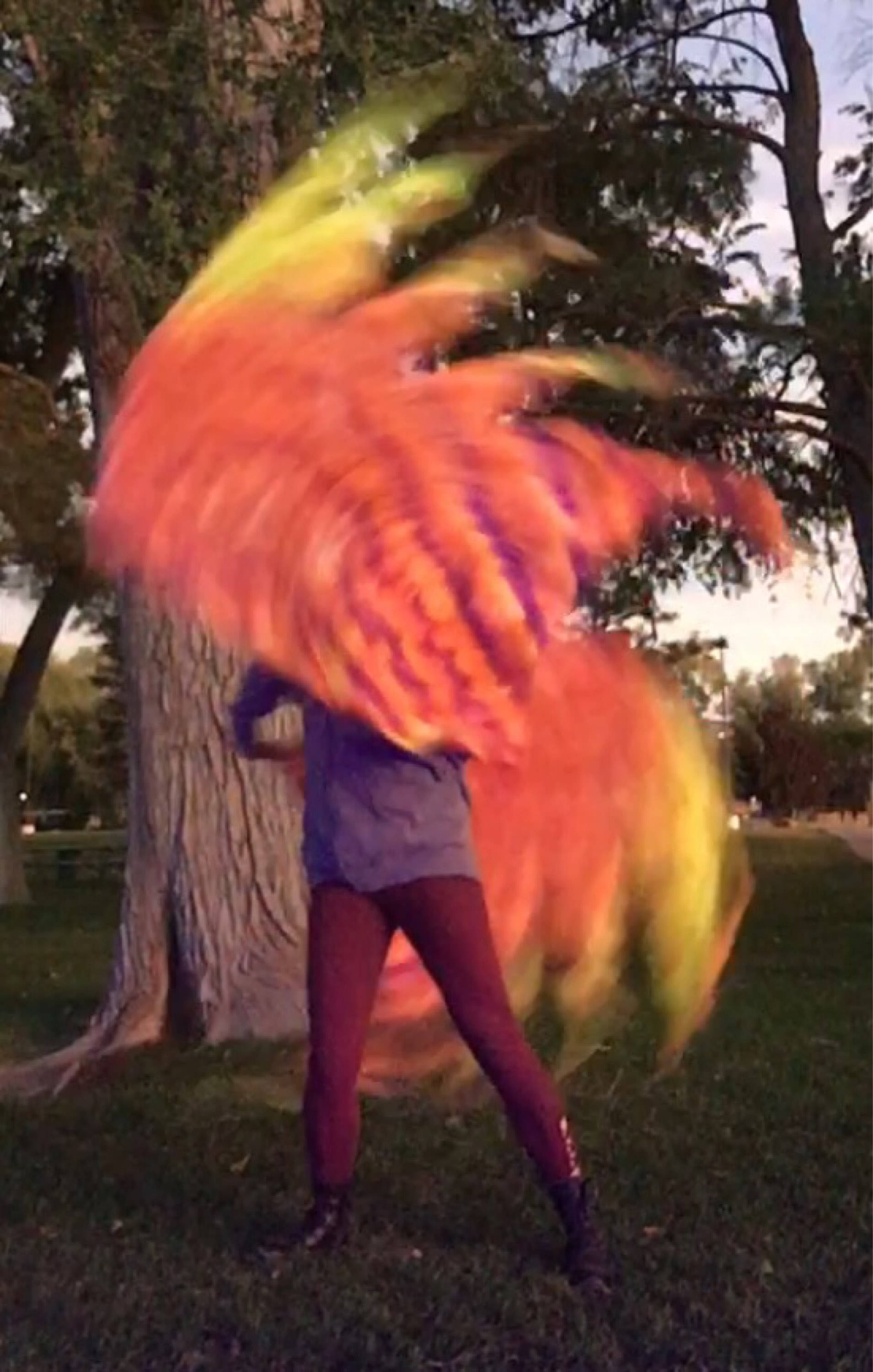 X Large Hand Dyed UV Glow Silk Spin Flags With Flame Tips - Etsy