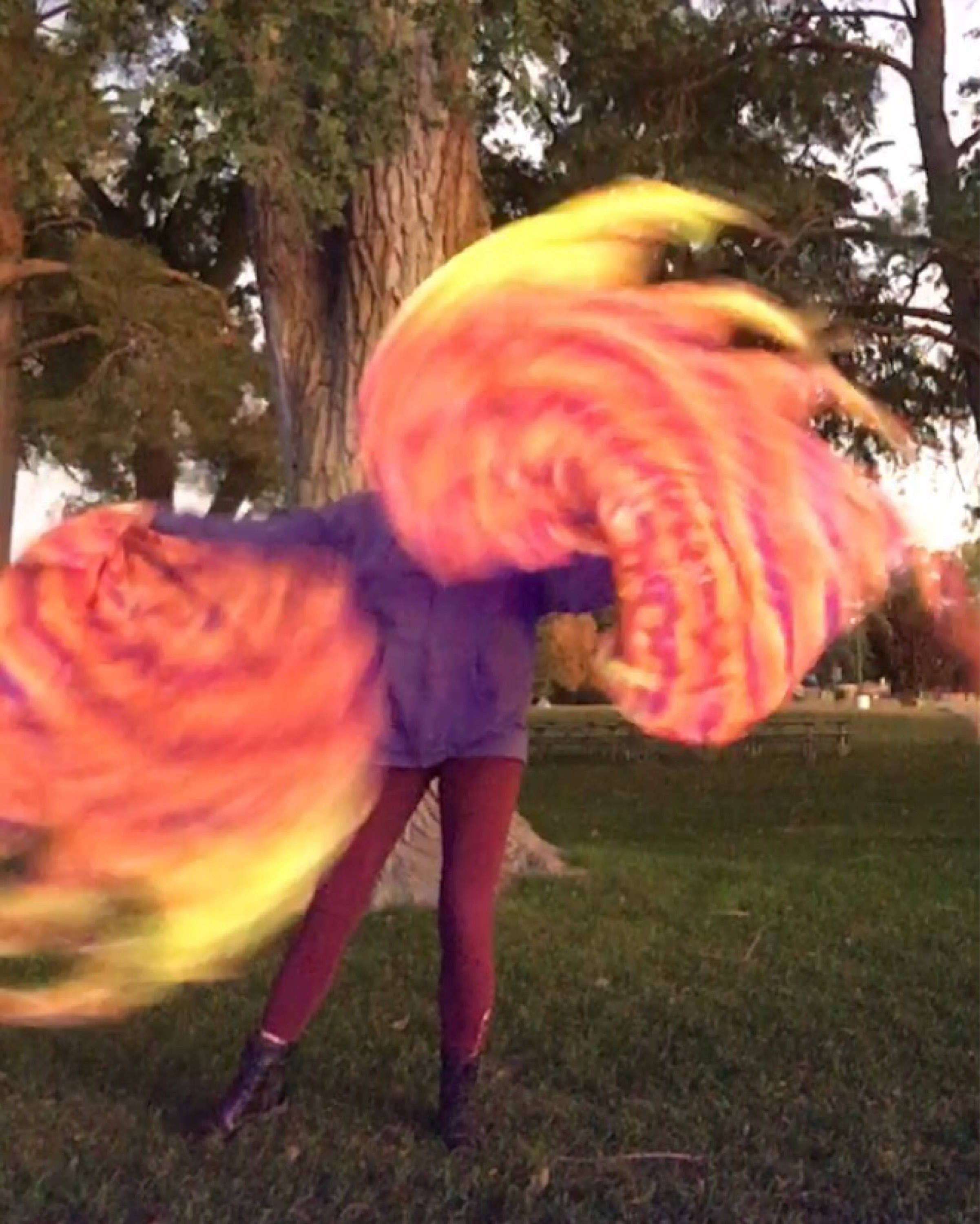 X Large Hand Dyed UV Glow Silk Spin Flags With Flame Tips - Etsy