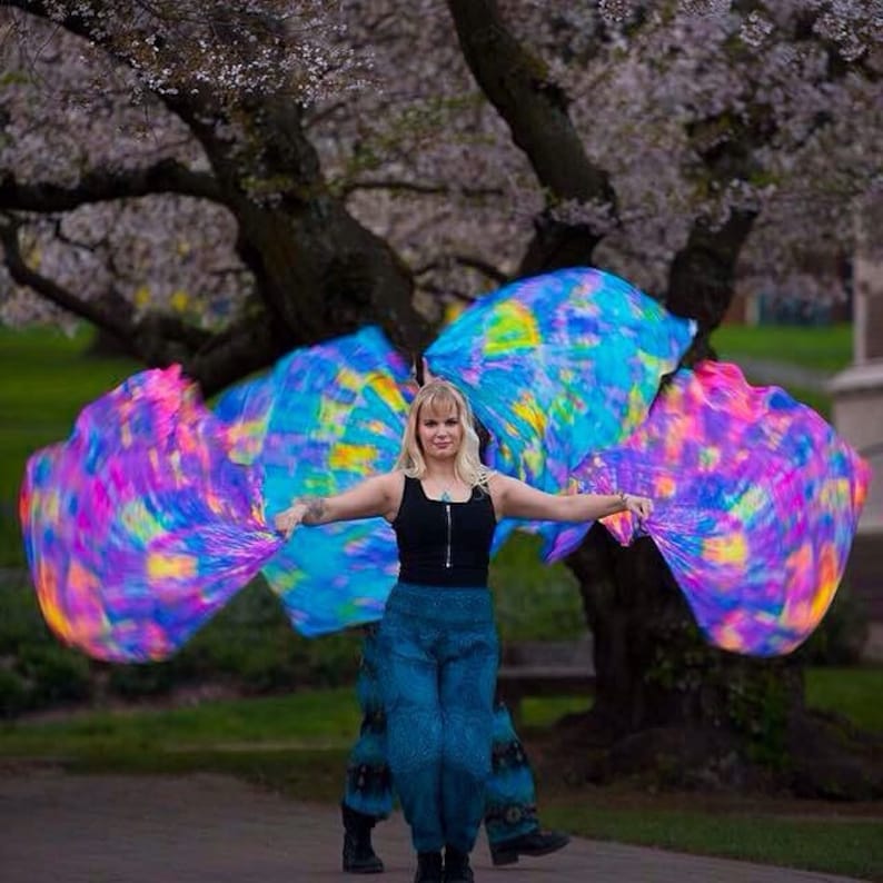 Weighted Flags UV Glow Hand Dyed Silk Spin Flags Made to Order. You ...