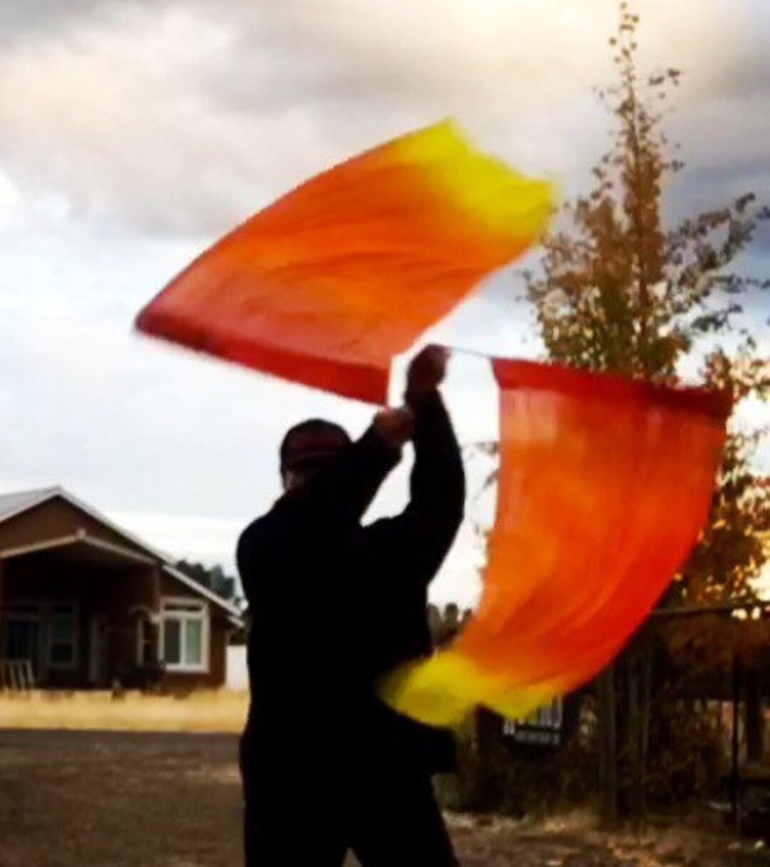Flag Poi With Swivel Handles. Hand Dyed 100% Silk in the UV Glow Colors ...