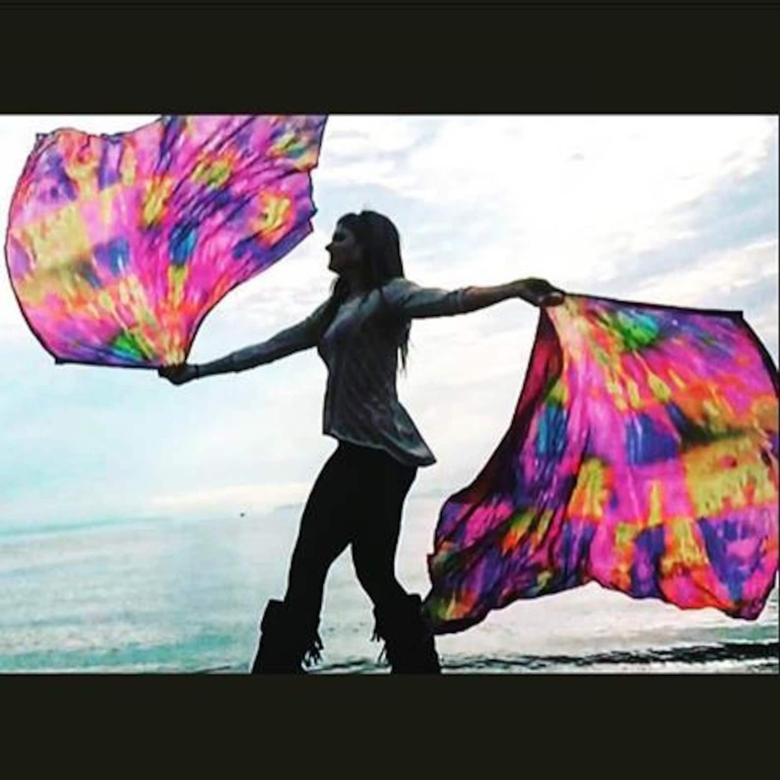 Weighted Flags UV Glow Hand Dyed Silk Spin Flags Made to Order. You ...
