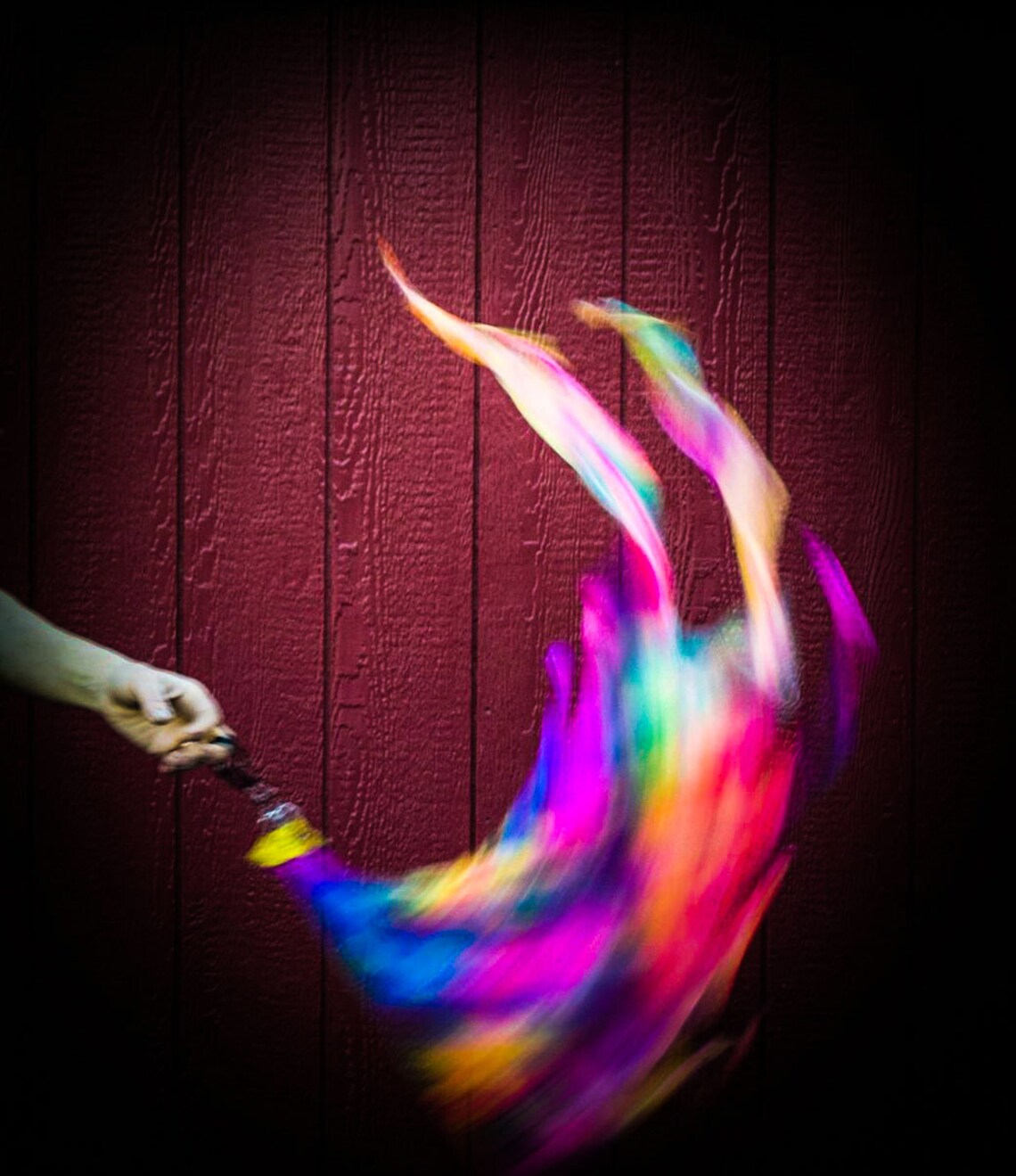 Flag Poi With Swivel Handle Hand Dyed Silk Habotai in Trippy UV Glow ...