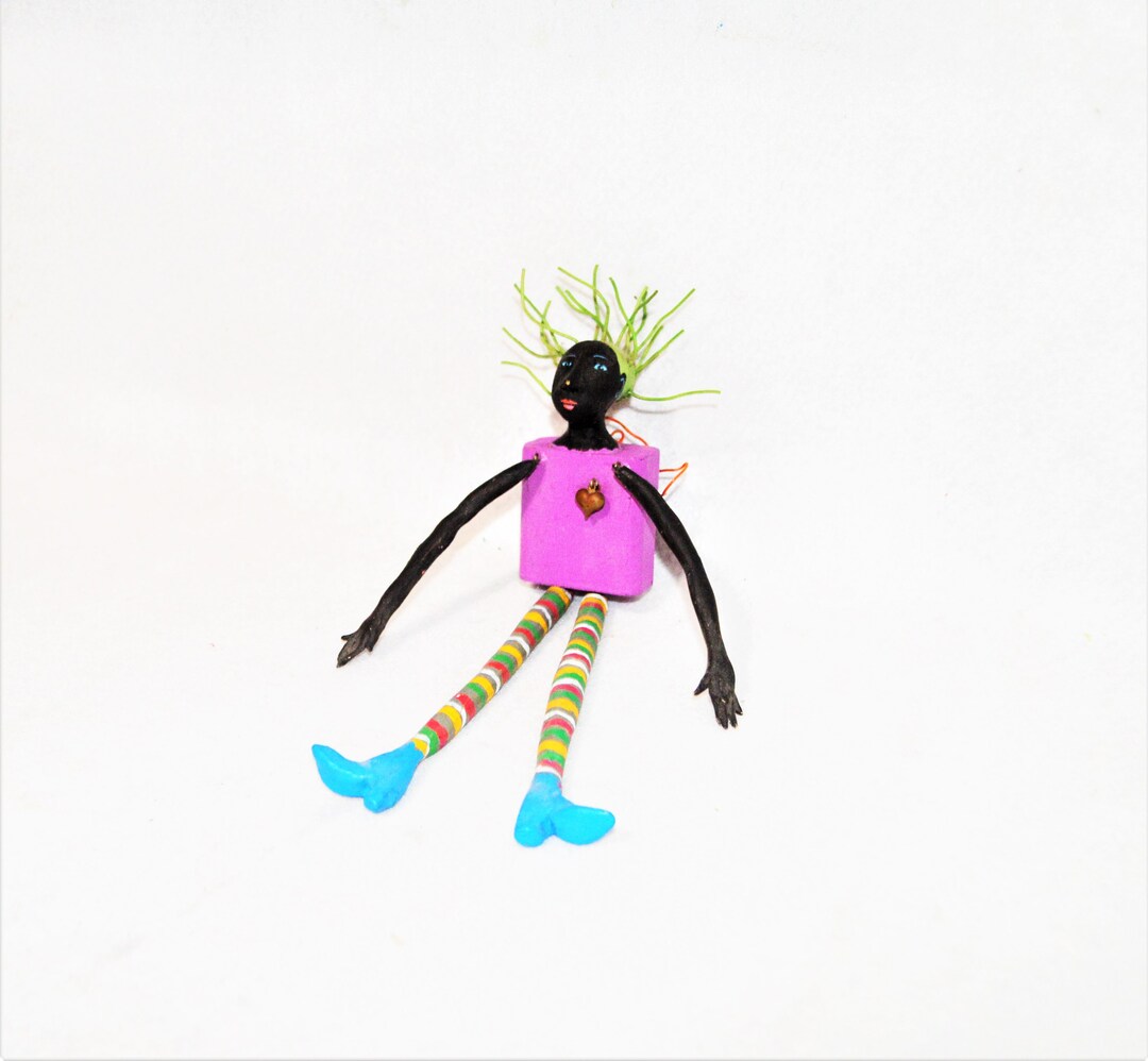 Quirky Artsy Doll Handmade Colorful Art Tin Man Robot Pipi Long ...