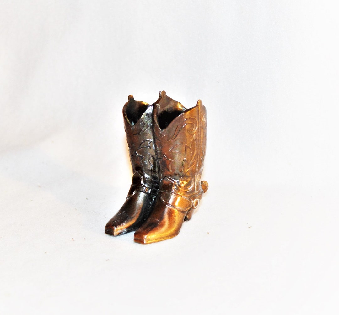Cowboy Boots Statue Figurine Western Copper Bronze Country Farmhouse ...